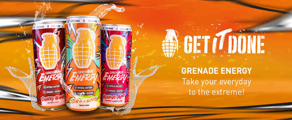 Grenade Energy Cherry Bomb - Bebida energética sin azúcar con BCAA